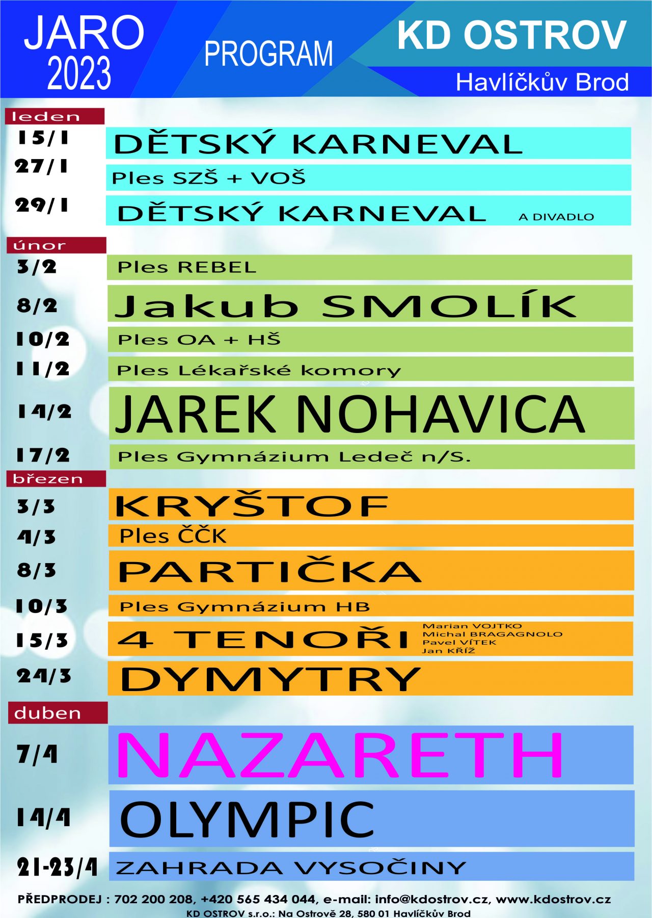 PROGRAM AKCÍ KULTURNÍ DŮM OSTROV: TIC Havlíčkův Brod