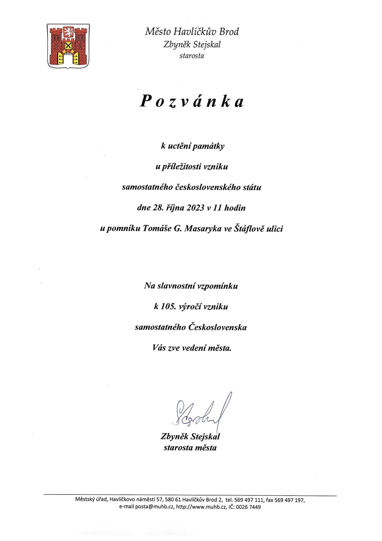 Uctění památky u příležitosti vzniku samostatného československého ...