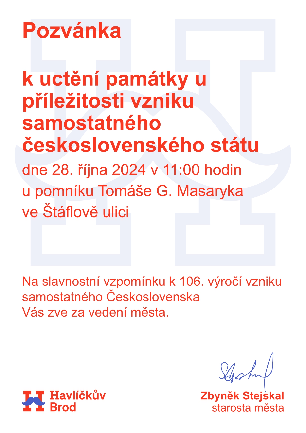 Pozvánka k uctění památky u příležitosti vzniku samostatného ...